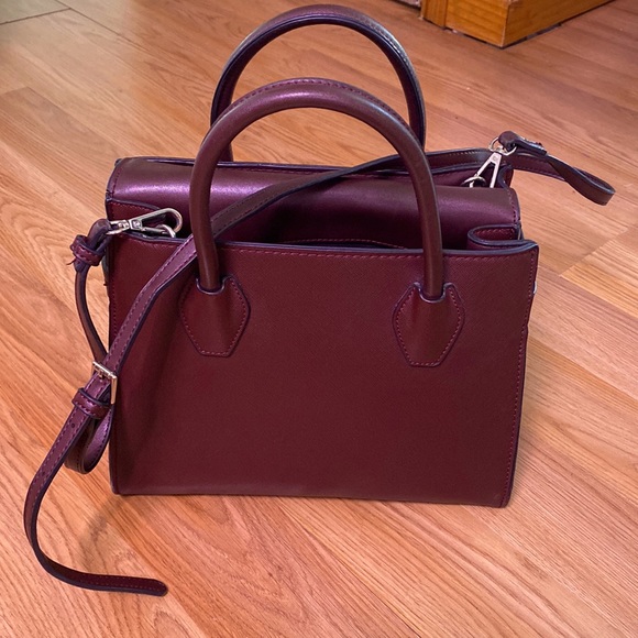 Zara | Bags | Zara City Bag In Leather Red Wine Color With 2 Big 2 ...